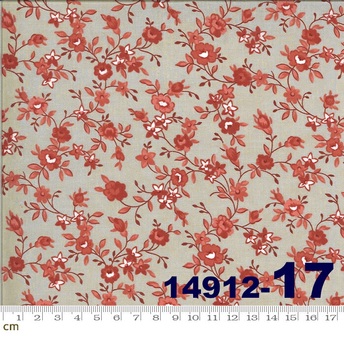 【楽天市場】【Moda モダ】Roselyn-14912-17(2E-02) グレー系 ベージュ系 レッド系 赤 小花柄 コットン100% ...