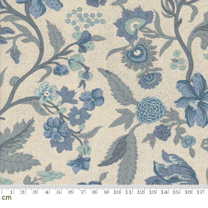 【楽天市場】【Moda モダ】Sacre Bleu-13970-13(3A-01) アイボリー ブルー 大花柄 点描 アンティーク風 フレンチ ...