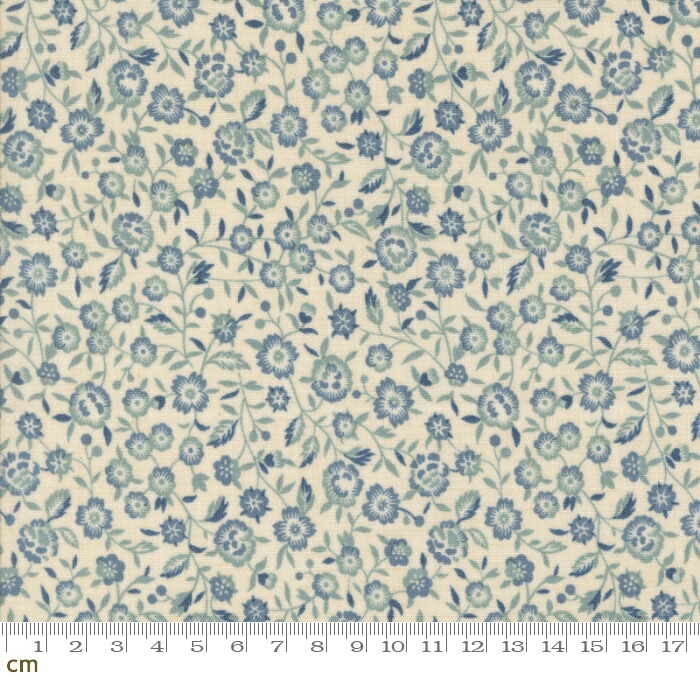 【楽天市場】【Moda モダ】Sacre Bleu-13974-13(3A-01) アイボリー ブルー 小花柄 つる草柄 アンティーク風 ...