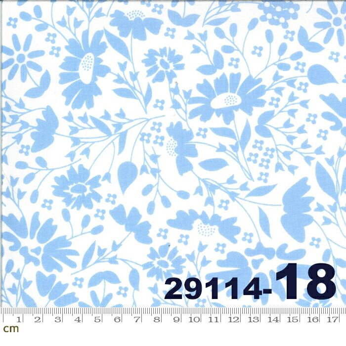 【楽天市場】【Moda モダ】Spring Brook-29114-18(2E-05) ホワイト系 ブルー系 白 青 水色 花柄 コットン ...