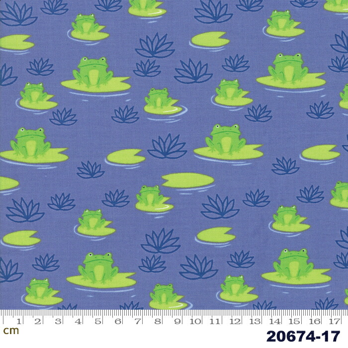 【楽天市場】【Moda モダ】Sunday Picnic-20674-17(2E-03) パープル系 グリーン系 花柄 カエル柄 コットン ...