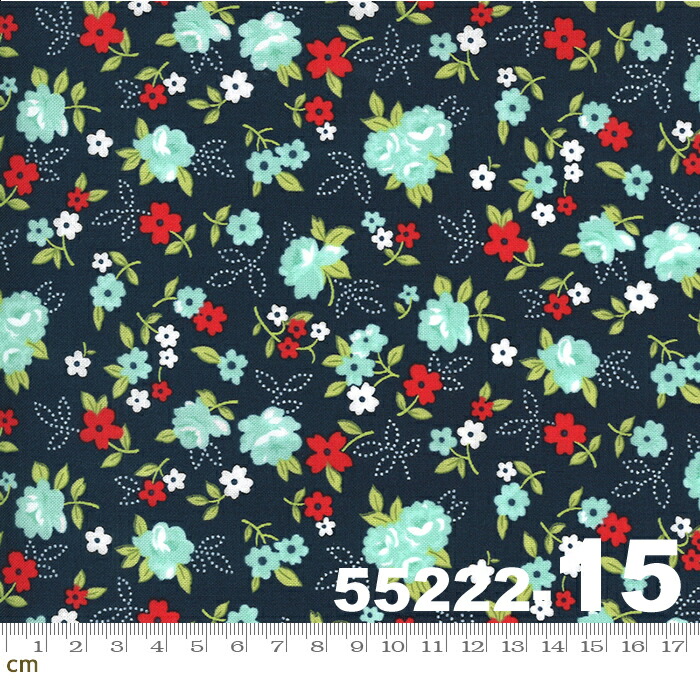 【楽天市場】【Moda モダ】Sunday Stroll-55222-15(2E-03) ブルー系 レッド系 コットン100% シーチング ...