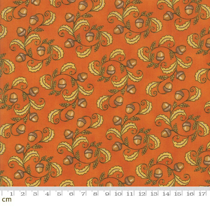 【楽天市場】【Moda モダ】Thankful-19902-12(2C-02) オレンジ系 植物柄 どんぐり柄 秋 コットン100 ...