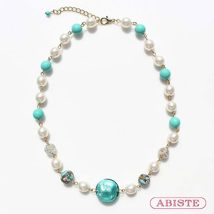 【楽天市場】【最大1,000円OFFクーポン配布中】ABISTE イタリア製ベネチアンガラス×パールデザインショートネックレス/1150637 ...