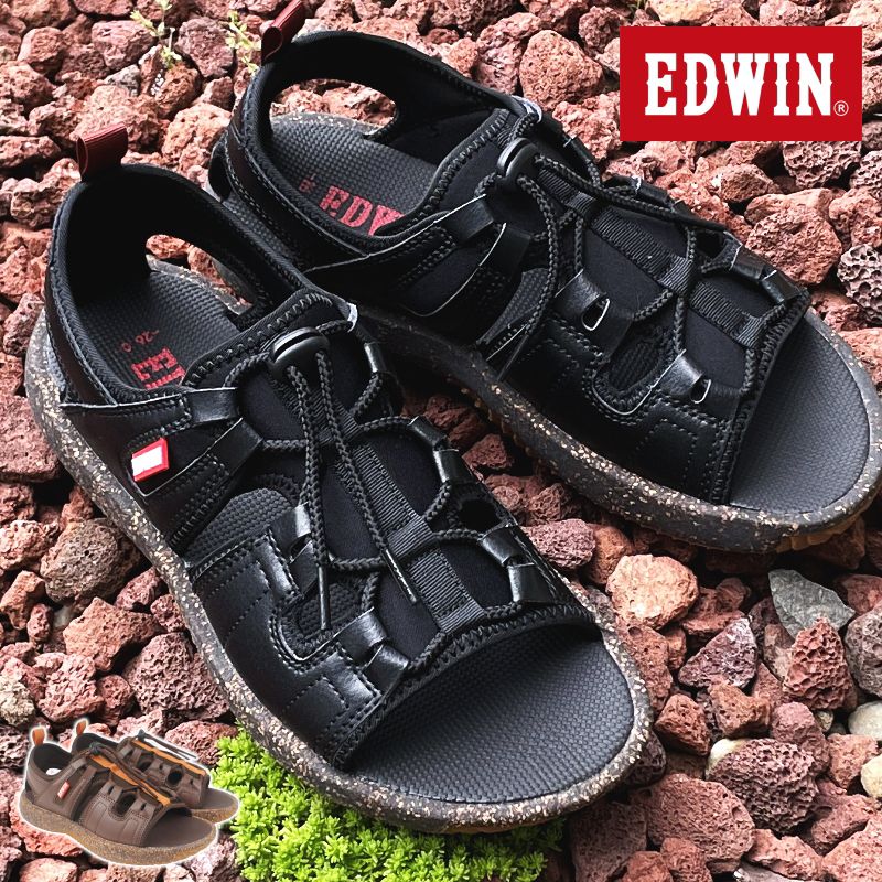 【楽天市場】【スーパーSALE】3/4 20時スタート エドウィン EDWIN スポーツサンダル メンズ スポサン シャワーサンダル 2WAY ストラップ 黒 父の日 ギフト 普段使い 実用的 ...