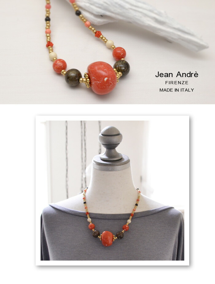 【楽天市場】イタリア直輸入Jean Andre 鮮やかオレンジ大きめストーン調ネックレス(ヨーロッパ/アクセサリー直輸入/レディース ...