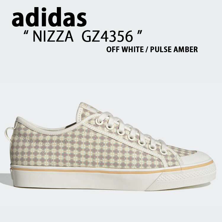 【楽天市場】adidas アディダス スニーカー レディース NIZZA GZ4356 ニッツァ チェック柄 WHITE AMBER ホワイト ...