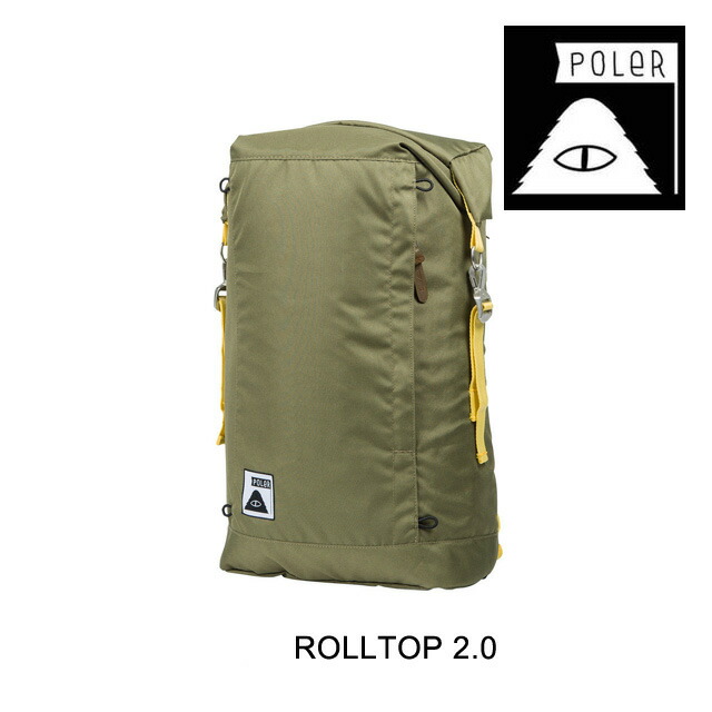 【楽天市場】POLER ポーラー バックパック THE ROLLTOP 2.0 OLV MOSSY/DANDELION：ACTIVE BOARD SELECT