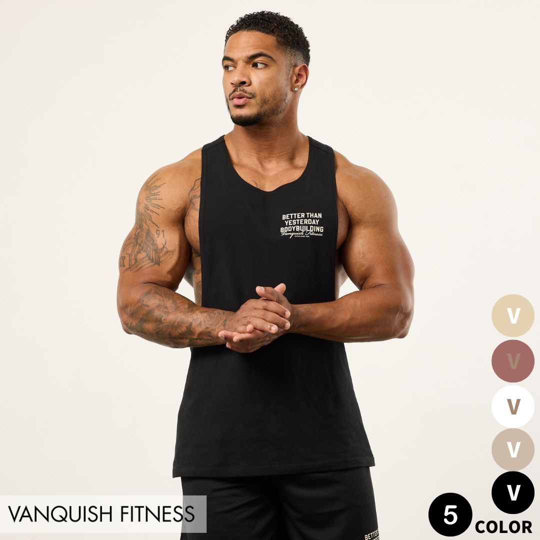 【楽天市場】ヴァンキッシュ フィットネス VANQUISH BODYBUILDING TANK TOP ロゴ タンクトップ 筋トレ ジム ...