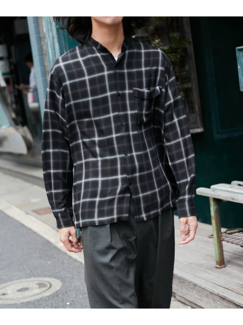 【楽天市場】【SALE／60%OFF】【WILD LIFE TAILOR】 ドレープチェック ロングスリーブ バンドカラーシャツ WILD ...