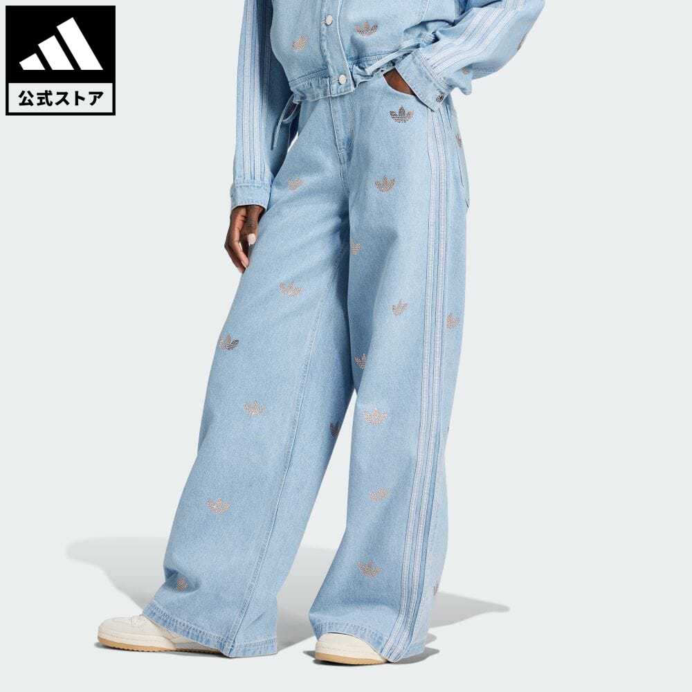 【楽天市場】【公式】アディダス adidas 返品可 デニム ラインストーン パンツ オリジナルス レディース ウェア・服 ボトムス パンツ ...