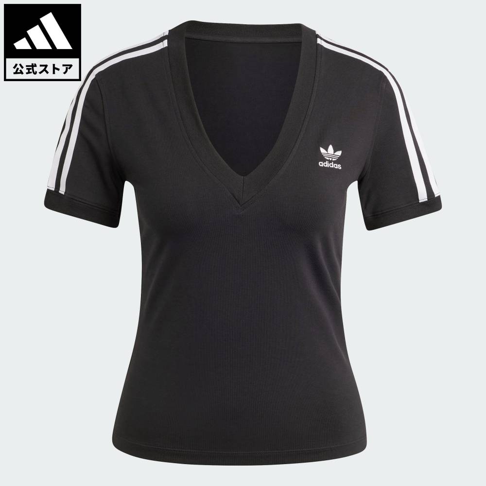 【楽天市場】【公式】アディダス adidas 返品可 ライフスタイル スリーストライプス Vネック スリム半袖Tシャツ オリジナルス ...