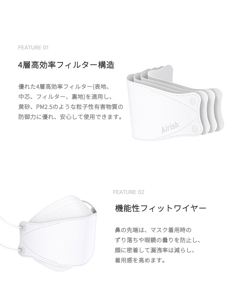 【楽天市場】【60枚】Airish Plus CLEAN SHIELD KF94 MASK【送料無料】エアリッシュ New Airish ...
