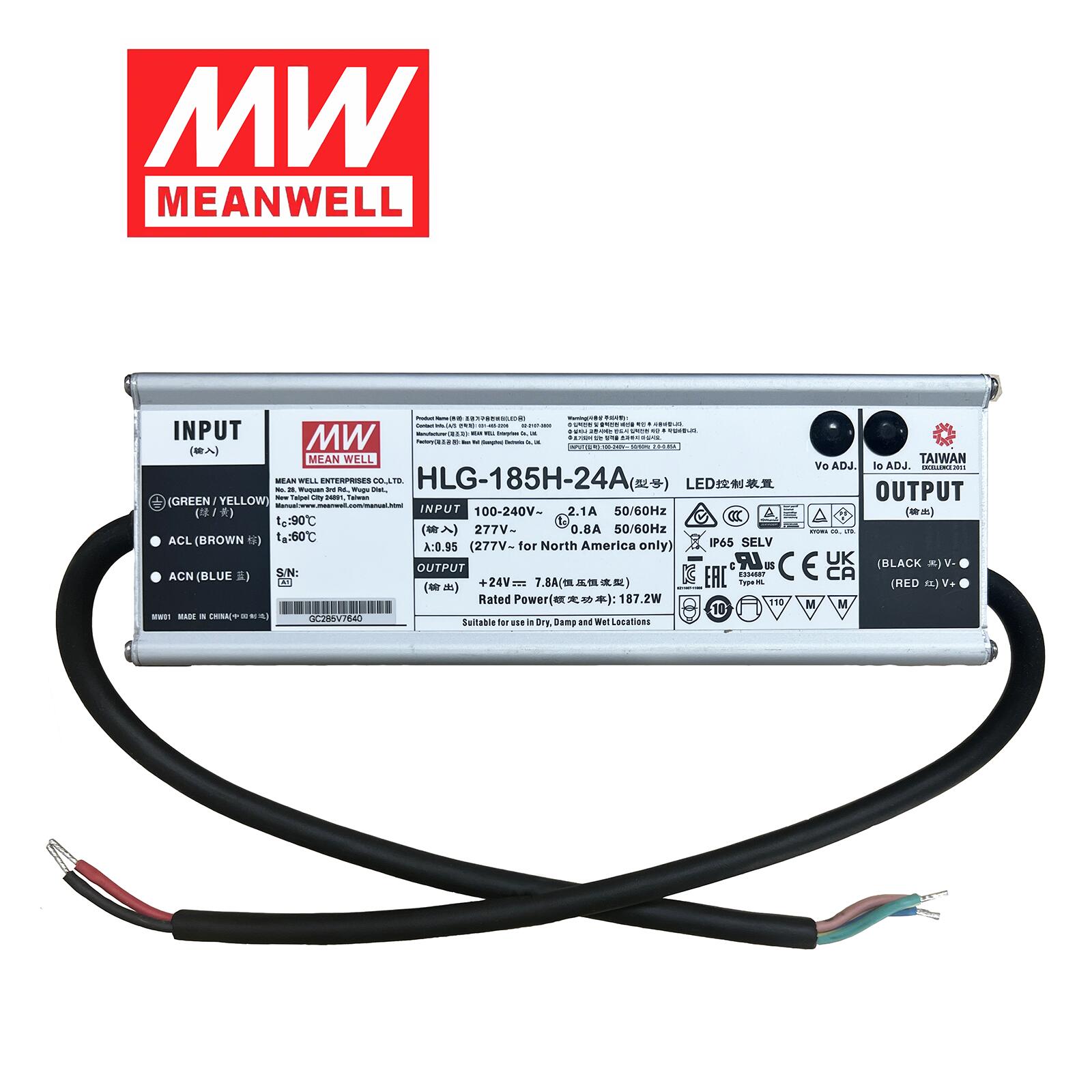 【楽天市場】Meanwell HLG-185H-24A LED電源 防水仕様 アダプター 電源 ミンウェル ACアダプター スイッチング電源 送料無料：看板アファンティ楽天市場店
