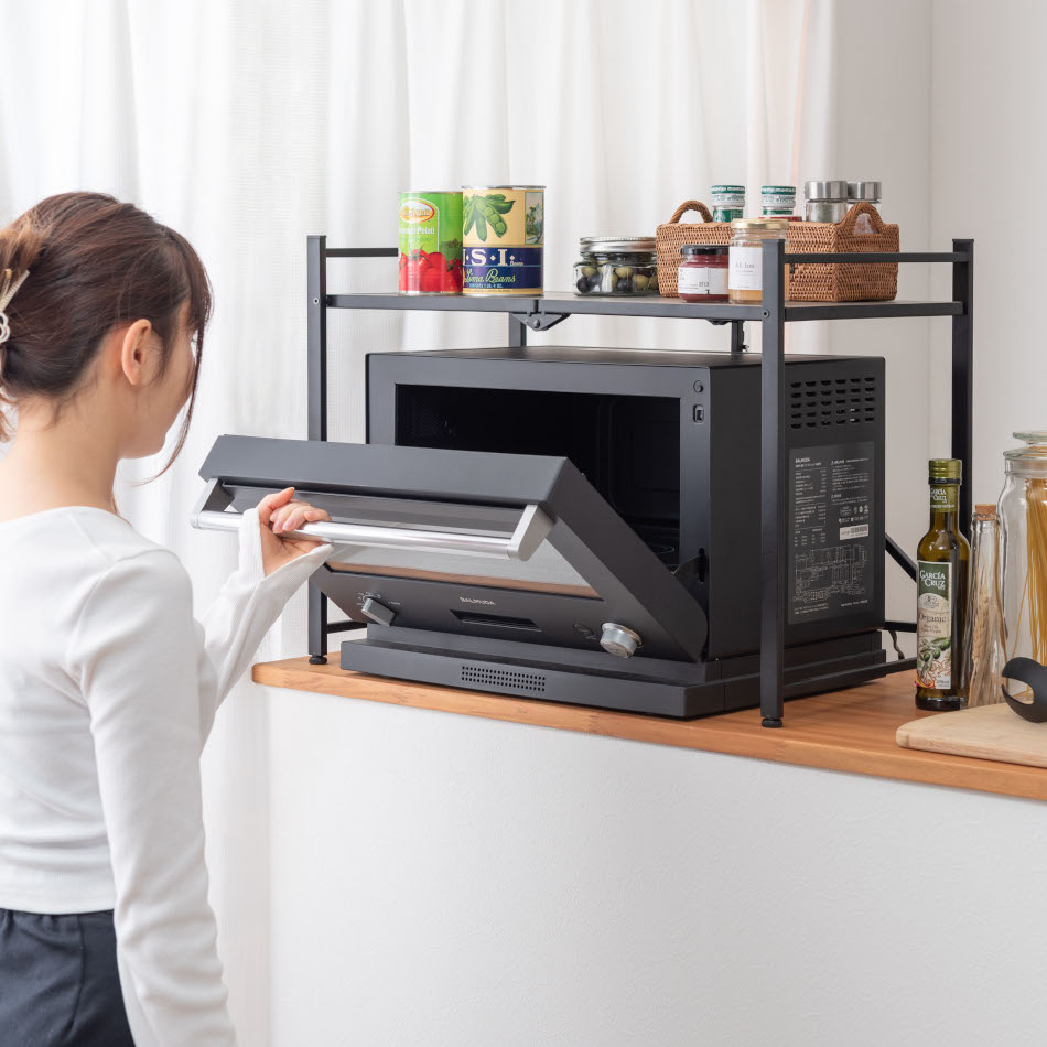 【楽天市場】石目調 フォールディング レンジラック LFS-53WH LFS-53BK レンジ台 2段 折りたたみ キッチンラック シェルフ 棚 オープンラック 本棚 ディスプレイラック ...