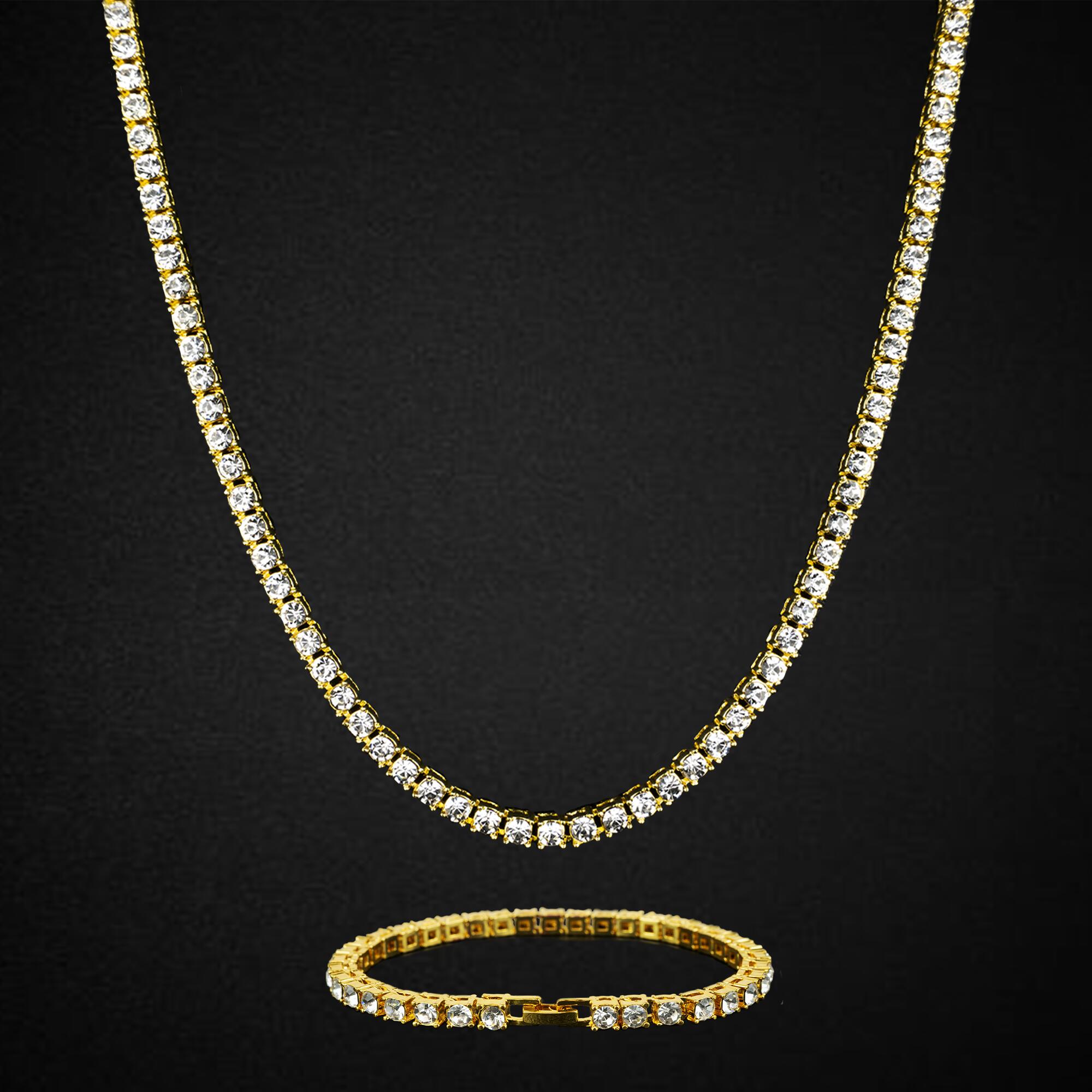 【楽天市場】PROPRE プロープル メンズ テニスチェーン ネックレス ブレスレット CZ ダイヤ ゴールド シルバー セット プレゼント：aibee