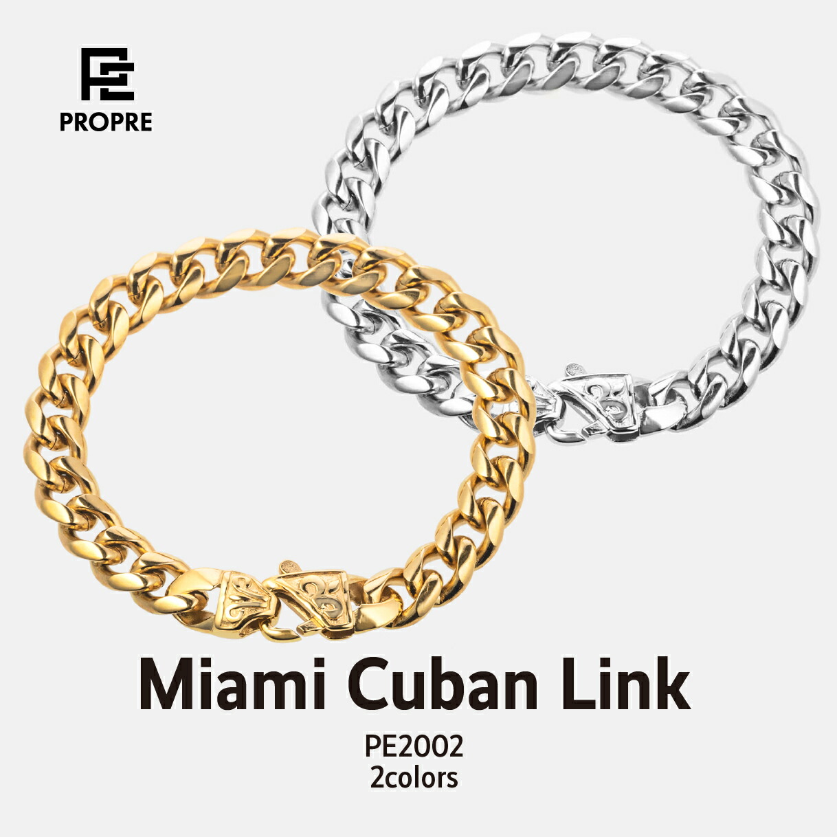 【楽天市場】【返金保証】PROPRE プロープル ブレスレット メンズ チェーン ゴールド マイアミキューバン 18K Chain Bracelet 10mm×20.5cm プレゼント：aibee