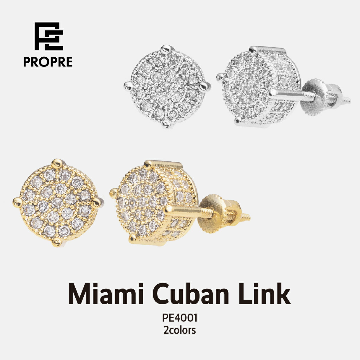【楽天市場】【返金保証】PROPRE プロープル ピアス メンズ ゴールド シルバー ジルコニア マイアミキューバン ヒップホップ ストリート系 プレゼント Gold / Silver ...