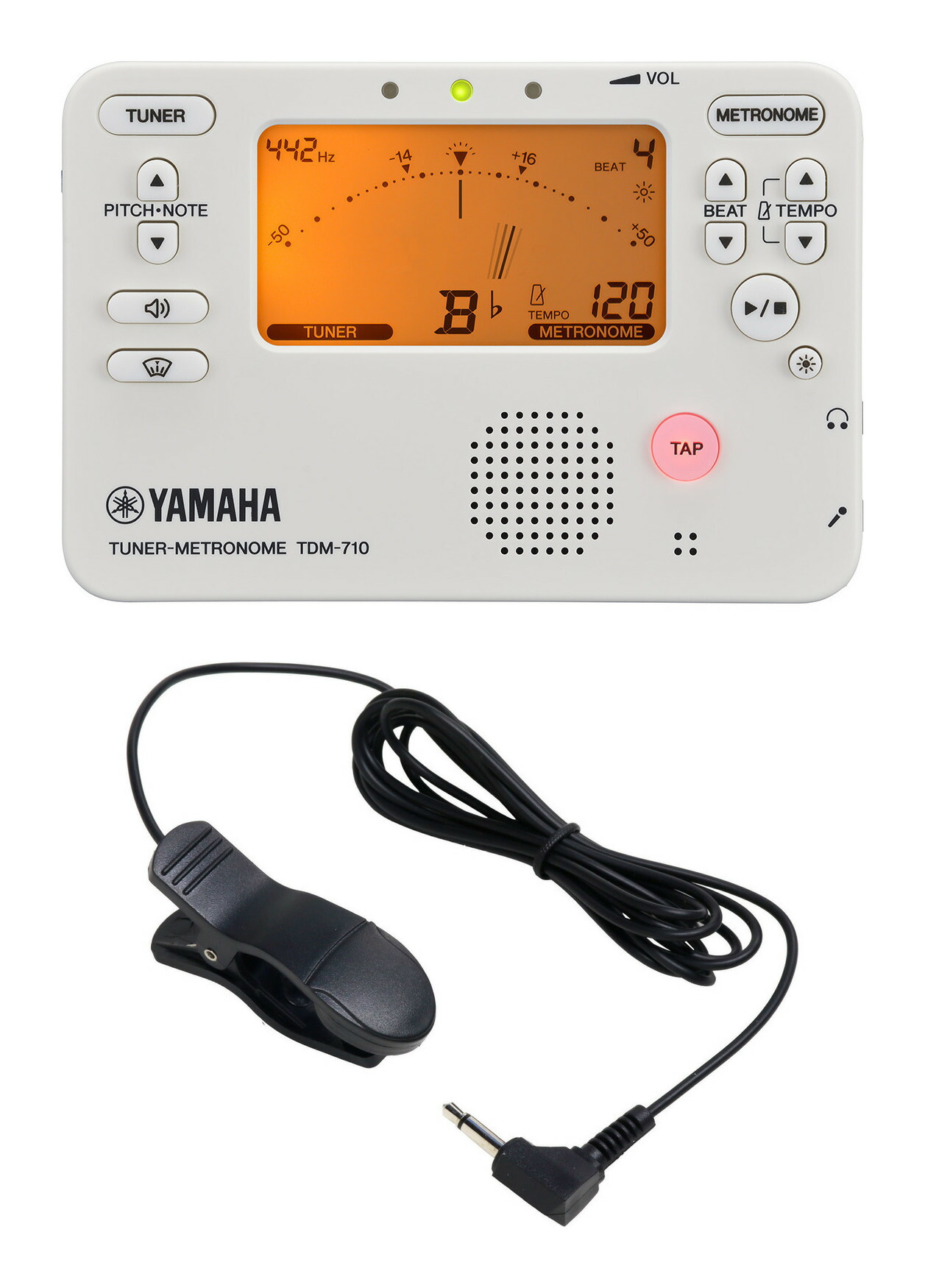 【楽天市場】【メール便・送料無料・代引不可】YAMAHA TDM-710IV+JOYO JC-04セット チューナー/メトロノーム(アイボリー)+コンタクトマイクセット：愛曲楽器