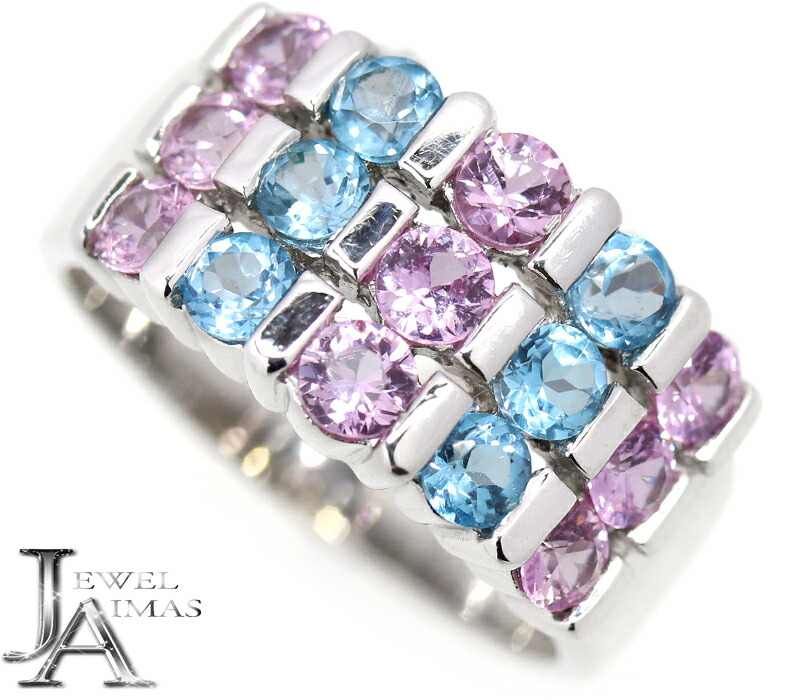 【楽天市場】ピンクサファイア 1.14ct ブルートパーズ 0.85ct リング 12号 K18WG ホワイトゴールド【中古】【ジュエリー ...