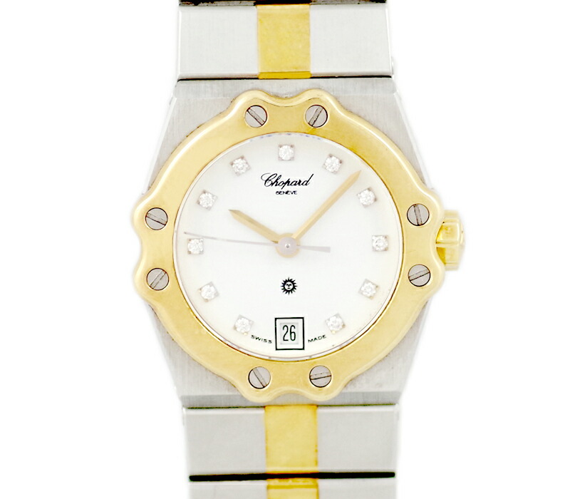 【楽天市場】【CHOPARD】ショパール サンモリッツ 11P ダイヤモンド デイト 白 ホワイト 文字盤 YG イエローゴールド SS ステンレス コンビ レディース クォーツ 【中古】【腕 ...
