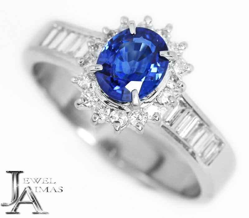 【楽天市場】ブルーサファイア 1.03ct ダイヤモンド 0.733ct サファイアリング 16号 PT900 プラチナ【中古】【ジュエリー】RZB.YO：アイマス