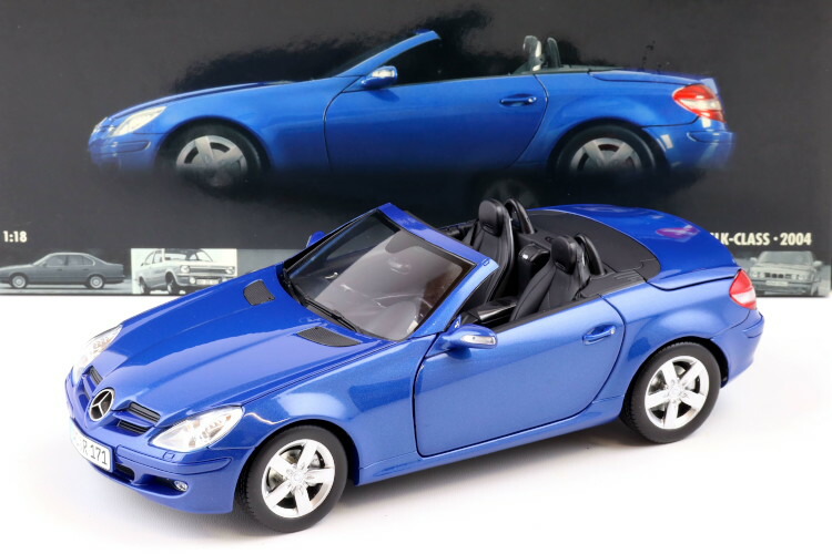 【楽天市場】ミニチャンプス 1/18 メルセデス・ベンツ SLK コンバーチブル R171 可動ルーフ付き 2004 ブルーメタリック ...