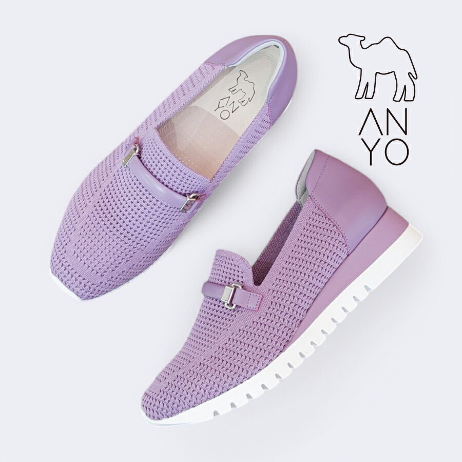 【楽天市場】ANYO[エーエヌワイオー]/1340089 スニーカー ニット スリッポン シューズ カップインソール ラベンダー パープル 紫 ...
