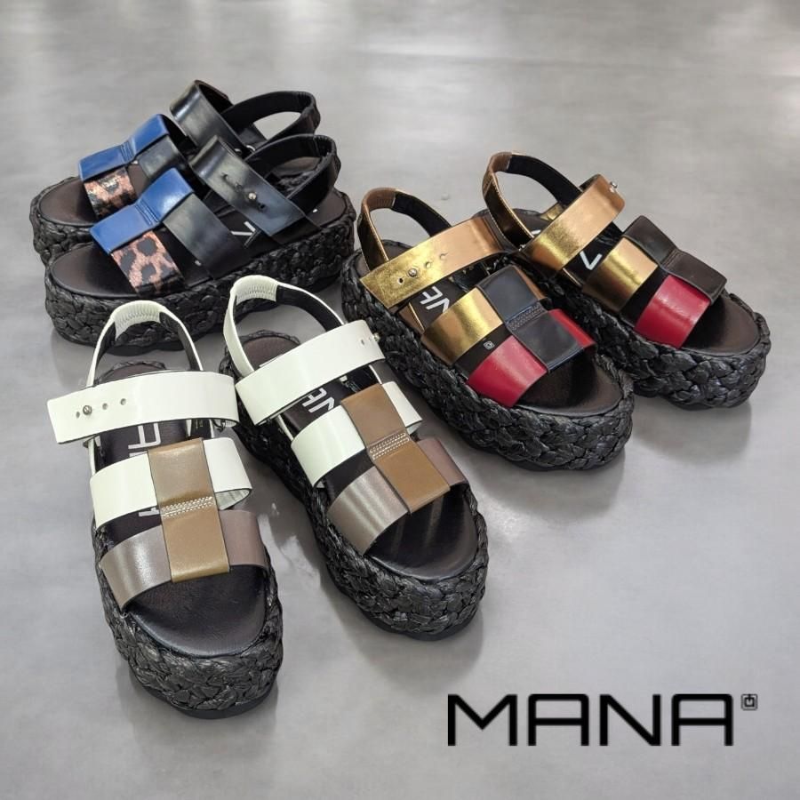 【楽天市場】MANA マナ/552191 ジュート サンダル カラーコンビ 厚底 本革 靴 レディース：あかい靴