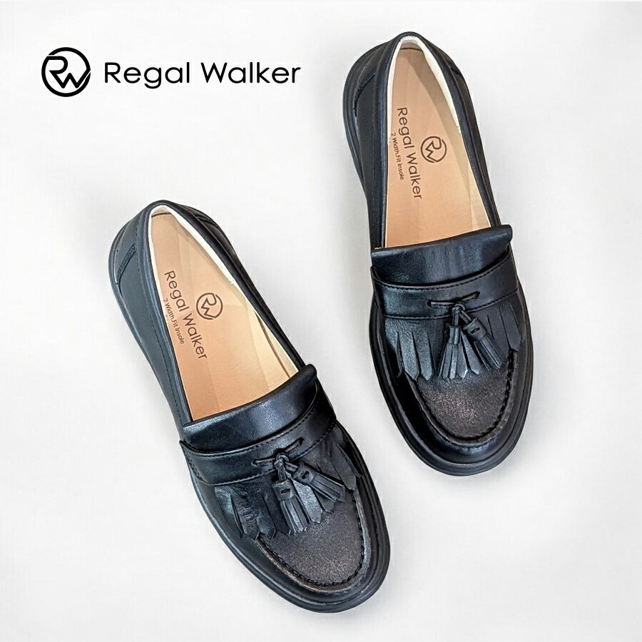【楽天市場】Regal Walker[リーガルウォーカー]/HC65 キルトタッセル ローファー カジュアル スリッポン シューズ ブラック 黒 レザー 本革 靴 レディース：あかい靴