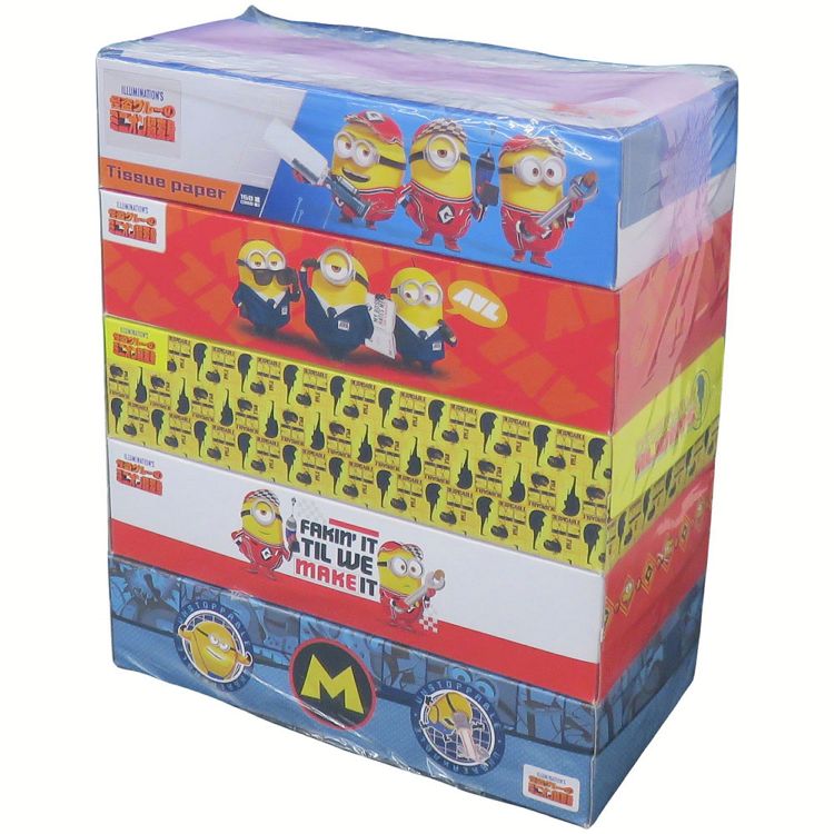 【楽天市場】ティッシュペーパー 可愛い キャラクター ボックスティシュ 150W 5P ミニオン企画 112042ボックス 150組 ミニオン 子ども パルプ 5箱セット 国産：健幸館