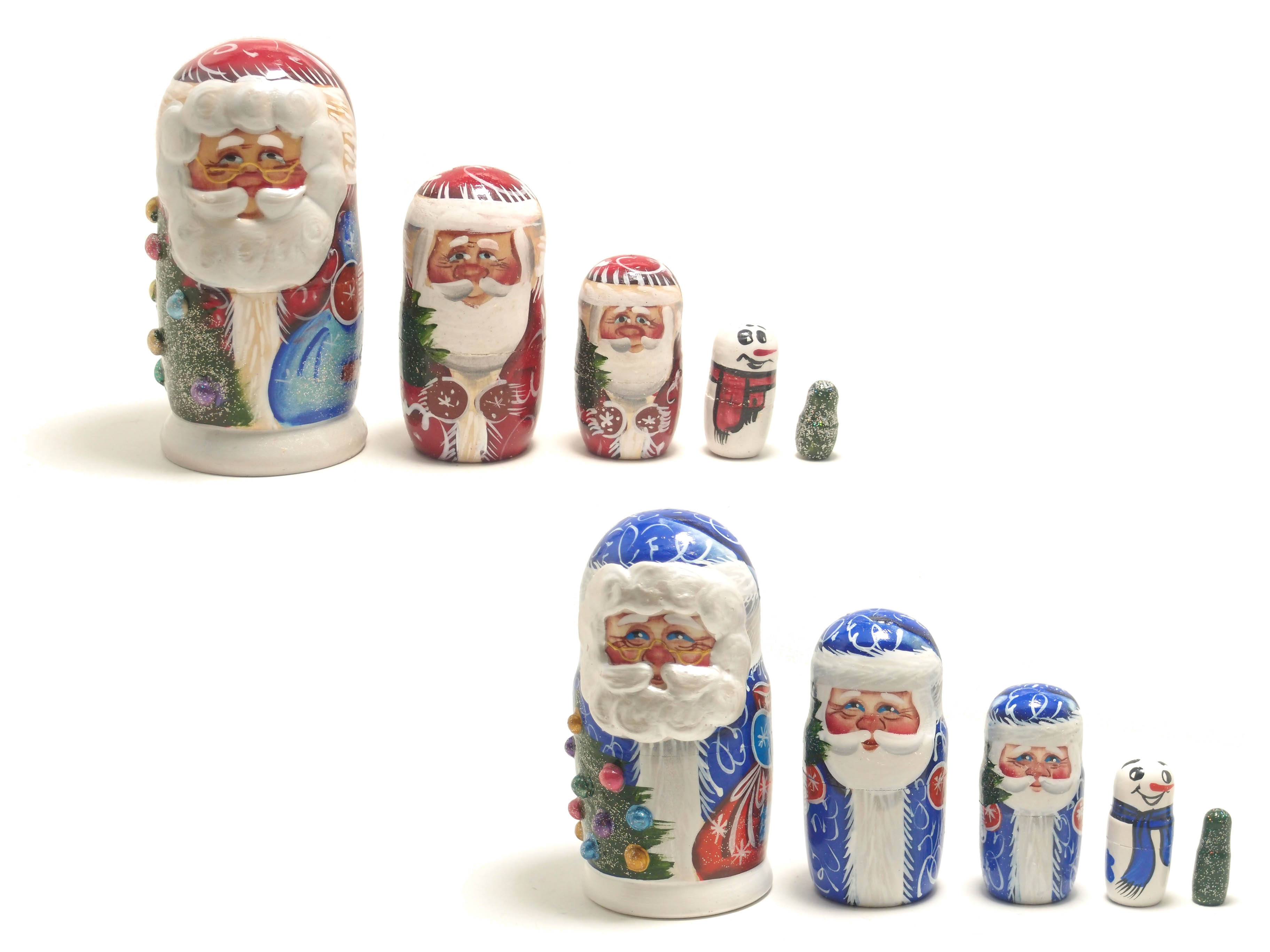 【楽天市場】クリスマス マトリョーシカ 5個組 「サンタ (エンボス加工)」 [ロシア製]：Akhtuba