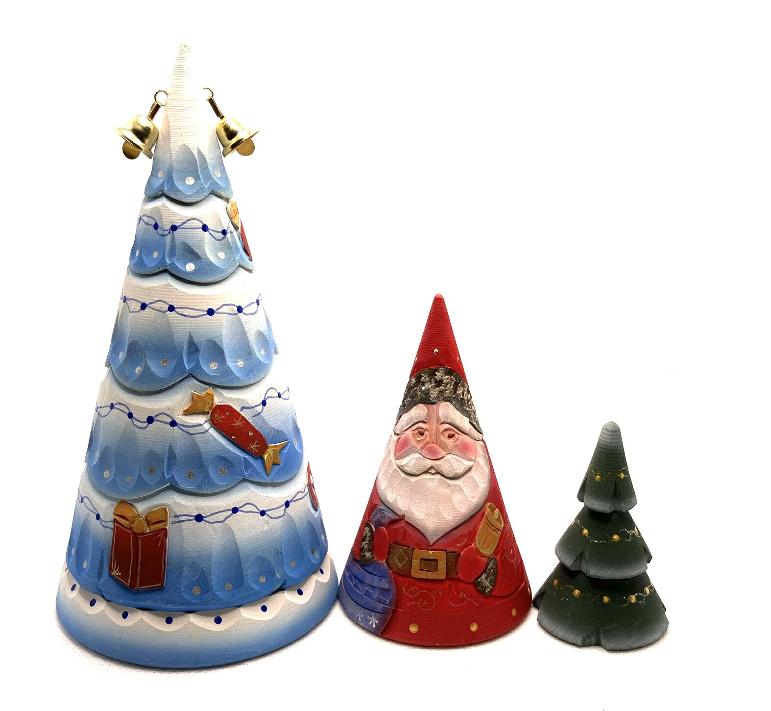 【楽天市場】セルゲイ・コブロフ工房 ツリー マトリョーシカ 三角形 3個組 (飾り鈴付き) 「クリスマスツリー (Bタイプ)」 [ロシア製 ...