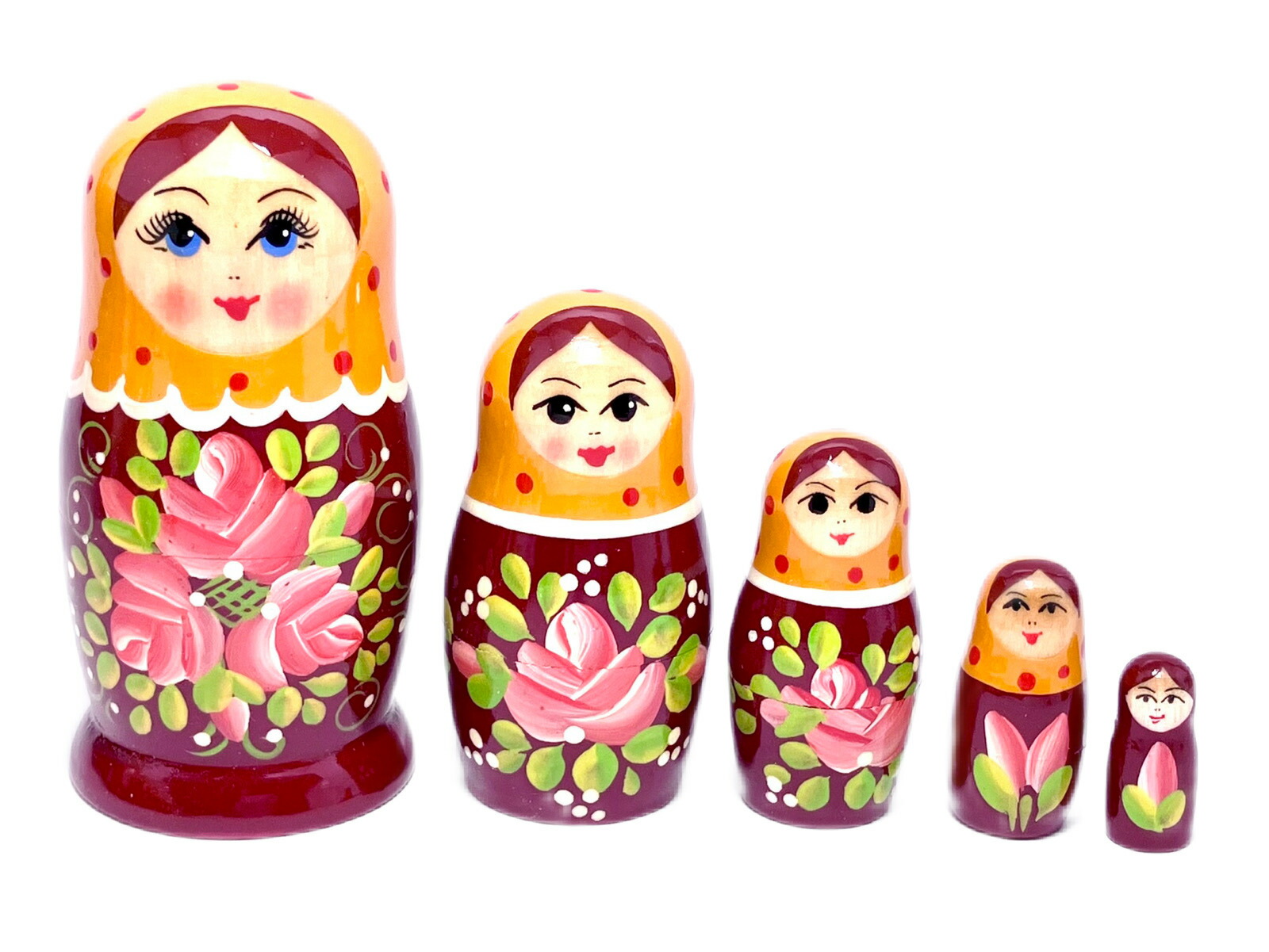 【楽天市場】セミョーノフ産 マトリョーシカ5個組 イエロー/ブラウン [ロシア製] ：Akhtuba