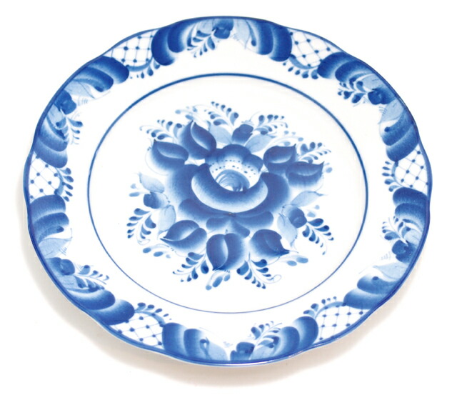 【楽天市場】グジェリ 陶器 「お皿 20cm」 [ロシア製]：Akhtuba