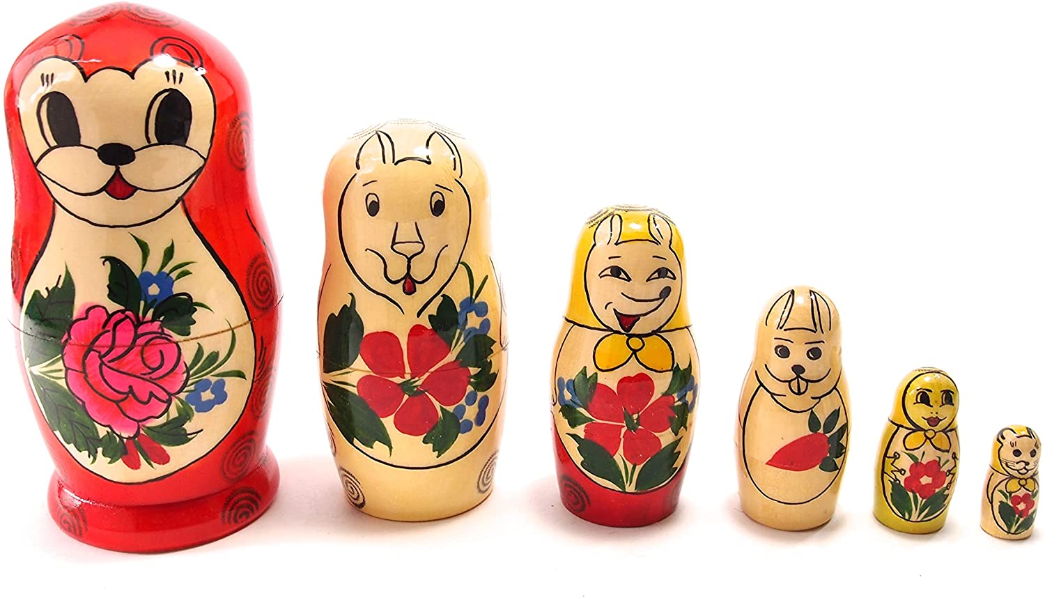 【楽天市場】VOLGA (ヴォルガ) Traditional Semenov Animals Matryoshka 6 piece [ロシア製 ...