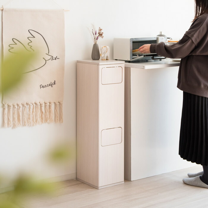 【楽天市場】MIYATAKE ゴミ箱 20L×2 プッシュ式 木製 2段ダストボックス Empro エンプロー 幅25cm スリム 分別 DB-960R-WH ホワイト 宮武製作所【送料無料 ...