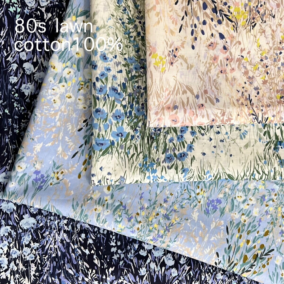 【楽天市場】80ローン 花柄水 彩画 カラフル コットン100％：OKB fabric