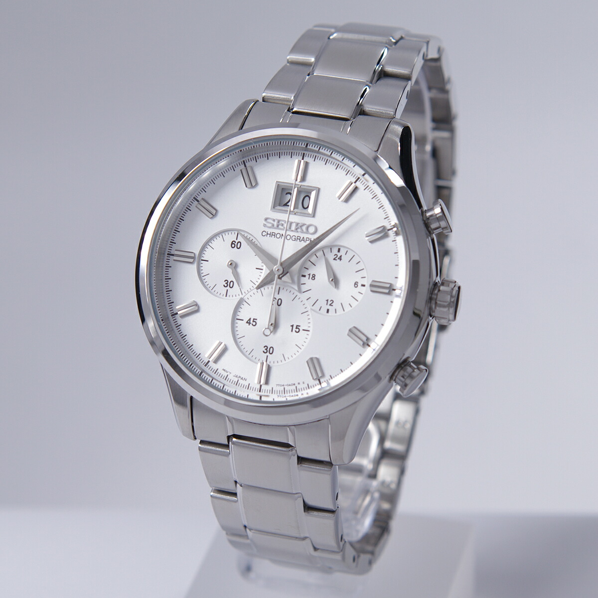 【楽天市場】セイコー SEIKO 腕時計 クオーツ クロノグラフ 100M防水 シルバー Curved Hardlex Crystal 海外 ...