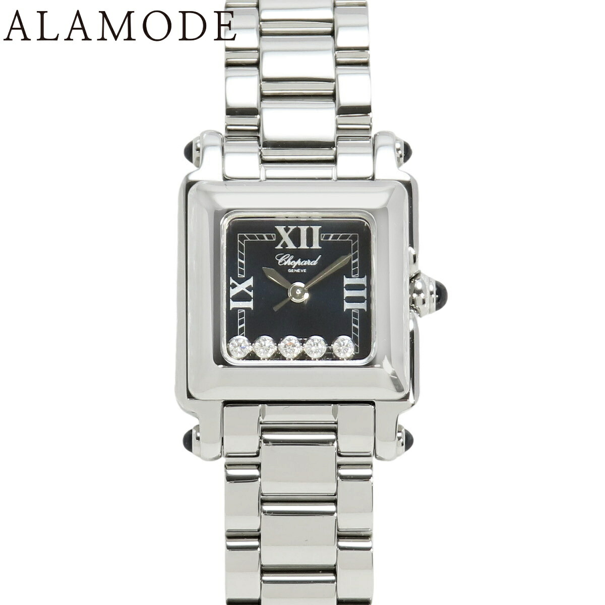 【楽天市場】ショパール ハッピースポーツ スクエア ミニ 27/8893-23 ステンレススチール SS クオーツ 腕時計 5PD ブラック ...