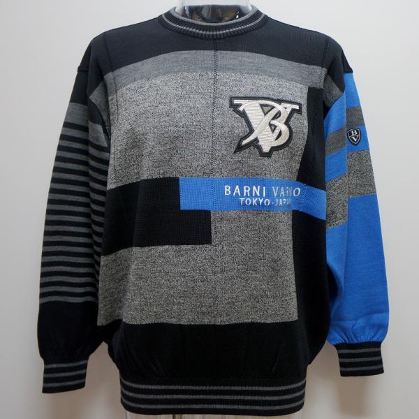 【楽天市場】バーニヴァーノ・23 秋冬 AW 新作(L)ブロック柄 丸首 セーター(L)BAW-MSW-4826-09 BARNI VARNO ...