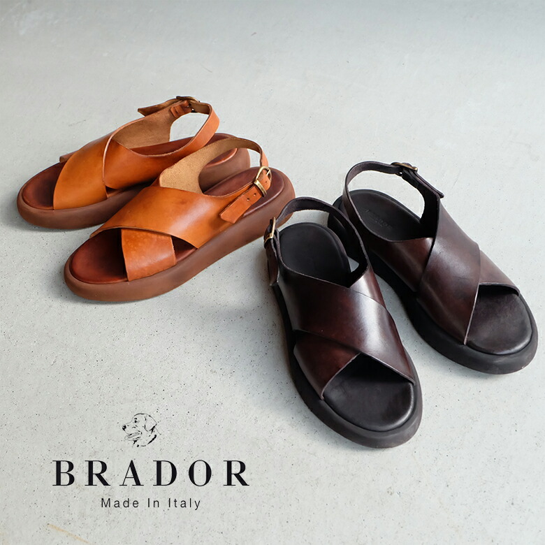 【楽天市場】BRADOR ブラドール サンダル レディース クロスサンダル バックストラップ 厚底 レザーサンダル ブラウン 本革 ...