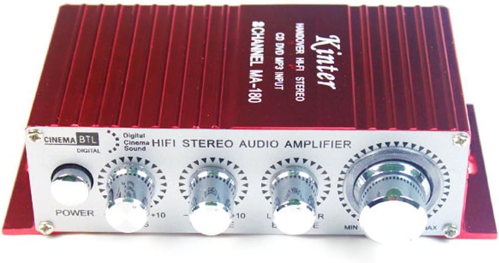 【楽天市場】Kinter Amplifier BASS・TRABLE・ BALANCEの調節が出来る！ 高性能2チャンネル12Vステレオアンプ MA180 RED 赤：アライドトレード