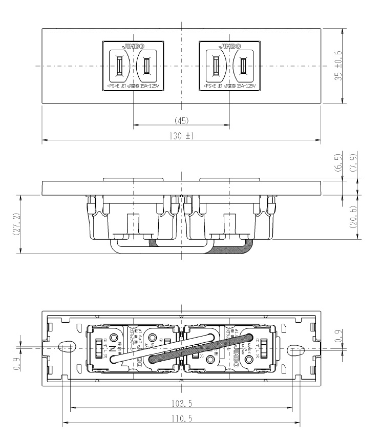 【楽天市場】神保電器 NKシリーズ 家具・機器用コンセントセット（什器用） 2口 ソフトブラック（SB） KAG2502 ※受注生産品：オールライト