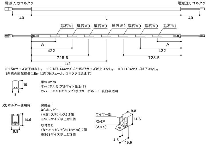 【楽天市場】DNライティング LED棚照明器具 棚下・間接照明用LEDモジュール XC-LED2 電源装置別売 エクストリーム コンパクト 本体1187mm 電球色（高演色型） 3000K ...