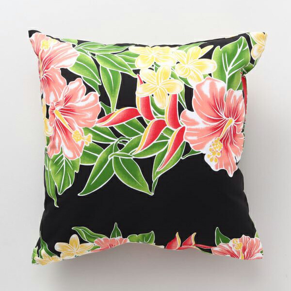 【楽天市場】ハワイアン クッションカバー 45×45cm ハワイアンファブリック 生地 花柄 黒 ブラック ハイビスカス ハワイ インテリア 雑貨 南国 リゾート おしゃれ （アウオリ ...