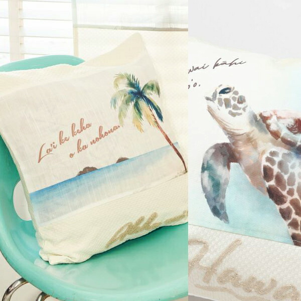 【楽天市場】ハワイアン クッションカバー 45×45cm ハワイ インテリア 雑貨 海 ビーチ 南国 リゾート マリン 風景 景色 ホヌ ウミガメ ヤシの木 パームツリー aloha ...