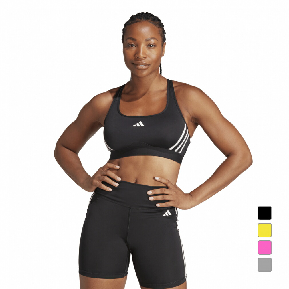 【楽天市場】アディダス レディース スポーツブラ Powerimpactトレイン ミディアムサポート スリーストライプス IKV29 ...