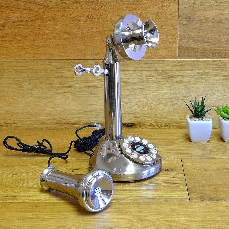 【楽天市場】クラシック電話 アメリカ クロスリー レトロアンティーク ビンテージ キャンドルスティックフォン プッシュボタン式 Crosley ...