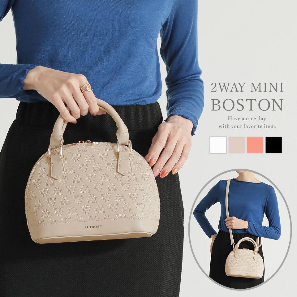 【楽天市場】ボストン バッグ ミニ ショルダー 2WAY レディース 合皮 フェイク レザー ロゴ 総柄 可愛い きれいめ アイル：ALTROSE